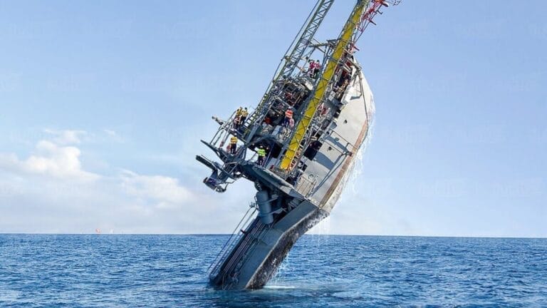 Pode ficar na vertical! Navio de pesquisa da Marinha dos Estados Unidos ...