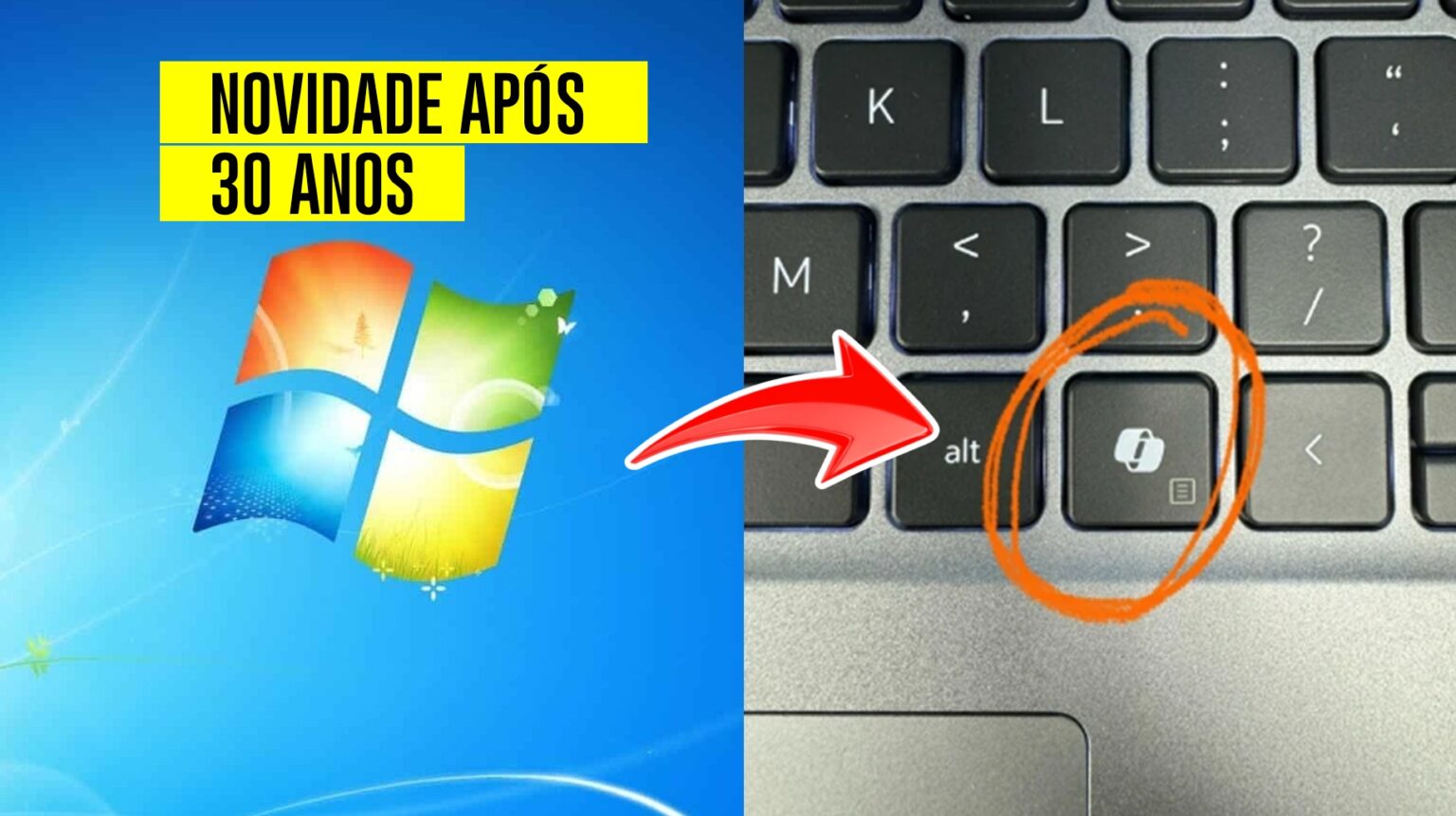 Primeira em 30 anos! Uma nova tecla chegou aos teclados de PC Windows ...