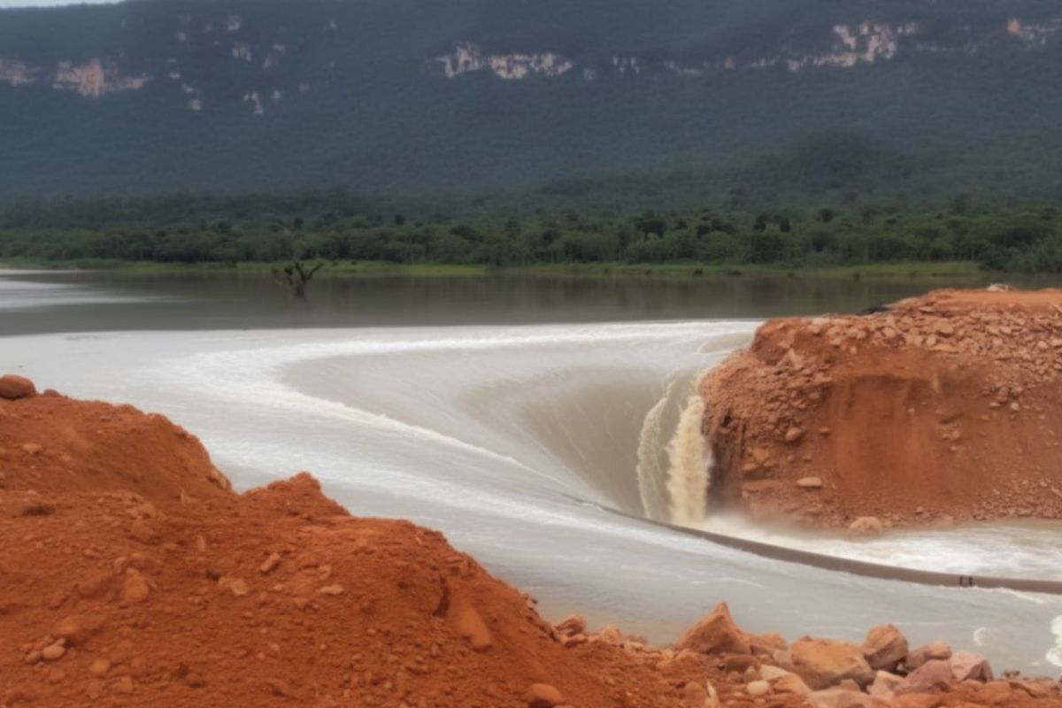 Barragem se rompe, água invade cidade, bombeiros correm para conter ...