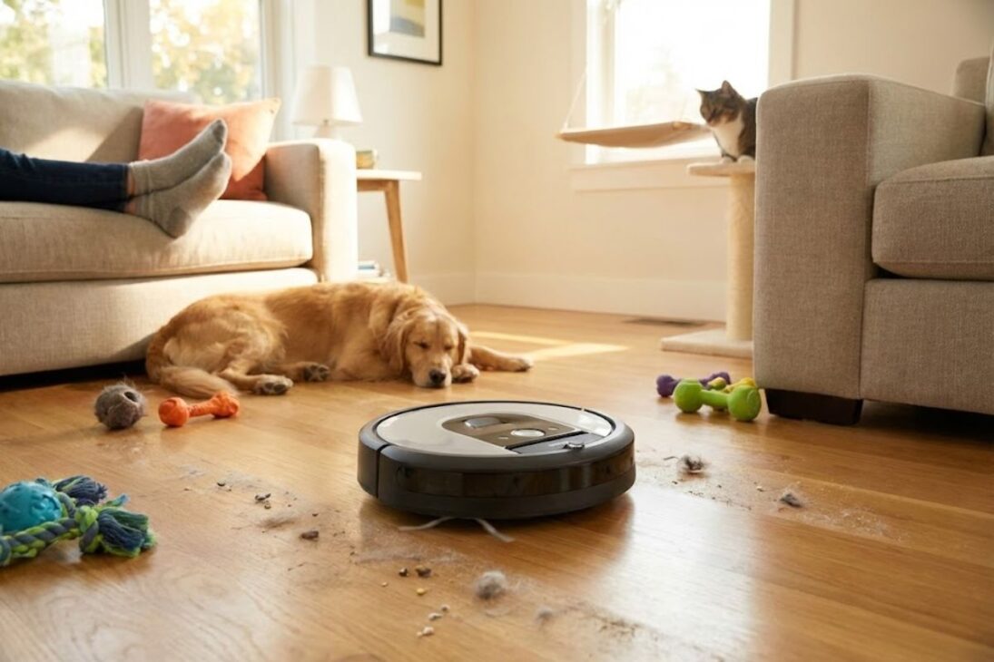 This robotic vacuum cleaner roams the house on its own, sucking up dust ...