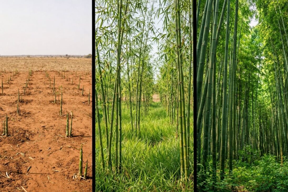 Com maturidade em 3 a 5 anos e crescimento até 1 metro por dia, bambu ...