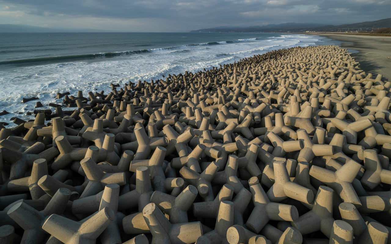 Japão usa blocos em forma de tetrapods - CPG Click Petróleo e Gás