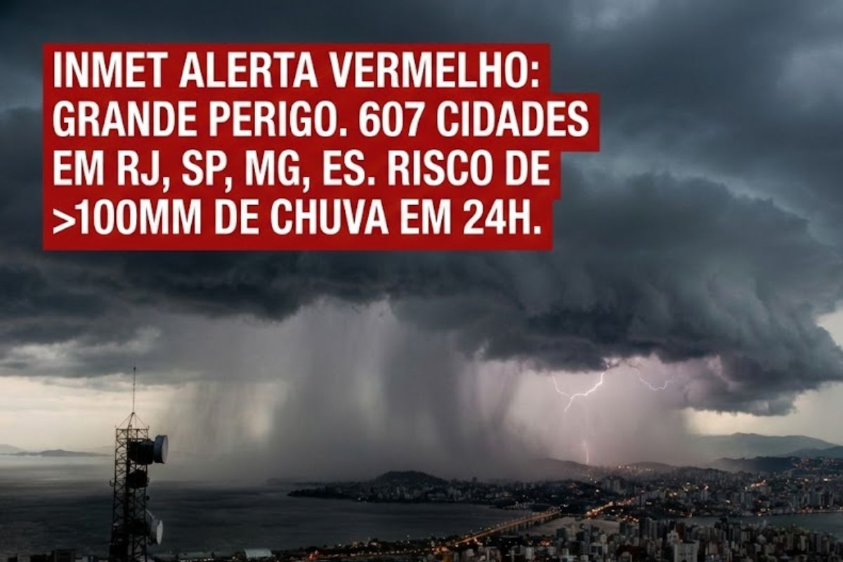 Alerta vermelho do Inmet coloca 607 cidades de RJ, SP, MG e ES sob ...