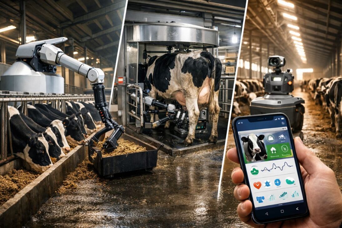 Farm without employees: robots feed, milk, and monitor 170 cows 24 ...