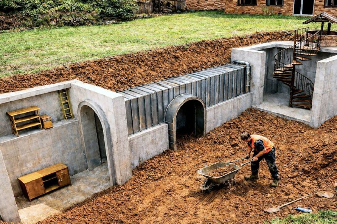 Homem constrói bunker subterrâneo no quintal, abrindo túnel secreto ...