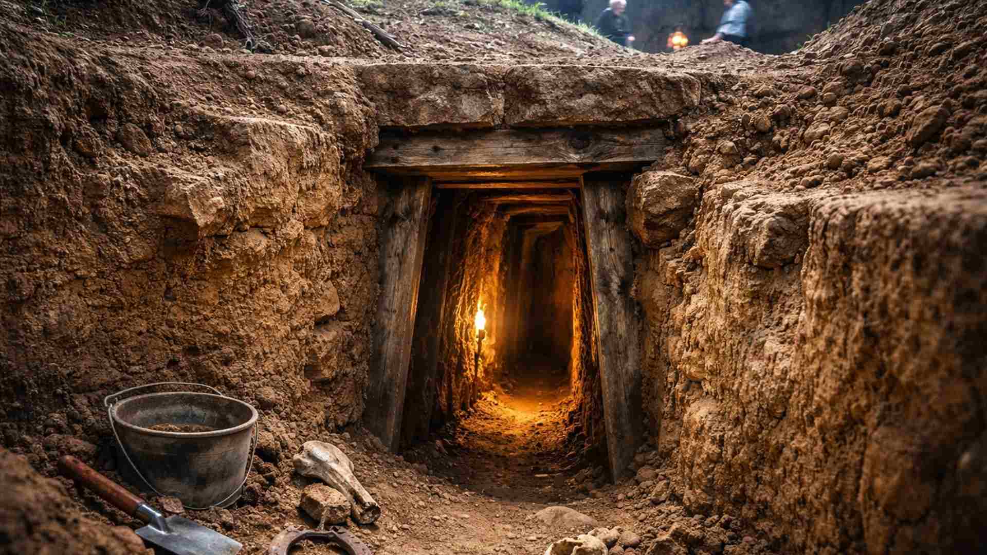 Túnel subterrâneo medieval de 1 metro de altura e 50 a 70 centímetros ...