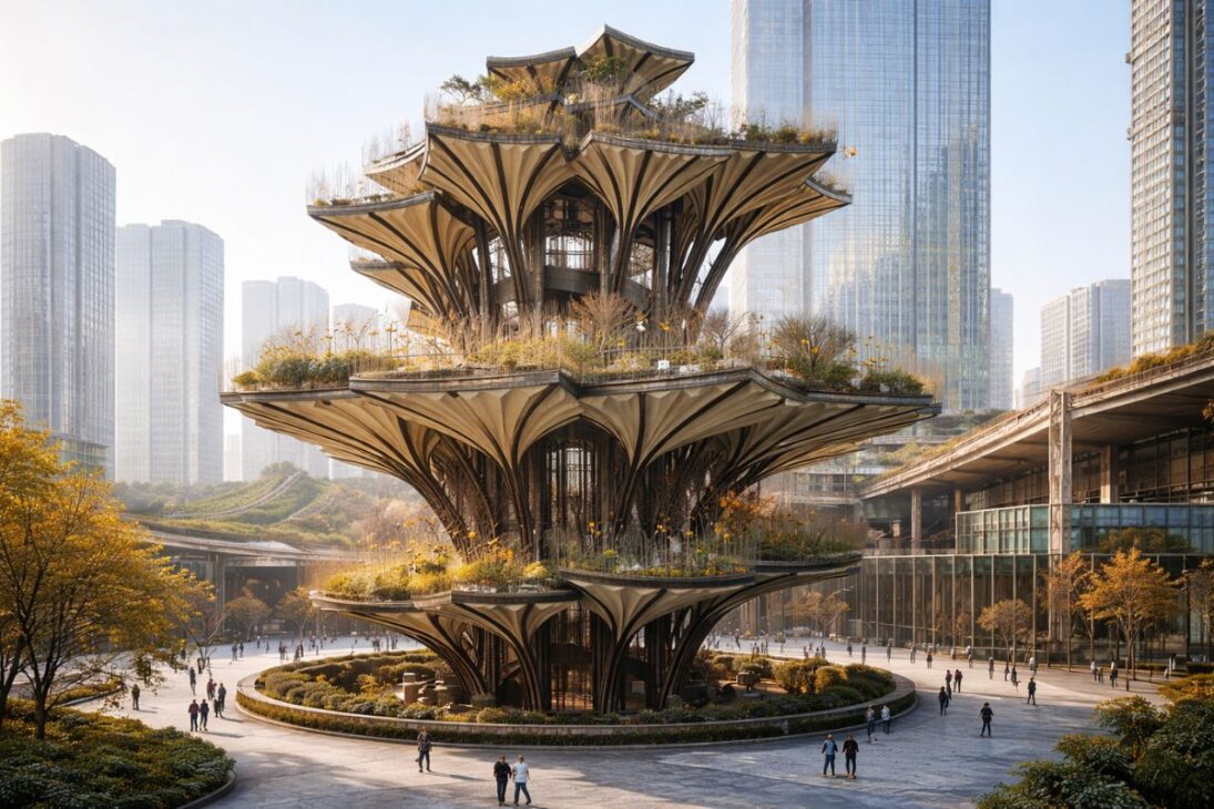 China constrói gigantesca árvore de aço de 57 metros em Xi’an inspirada ...
