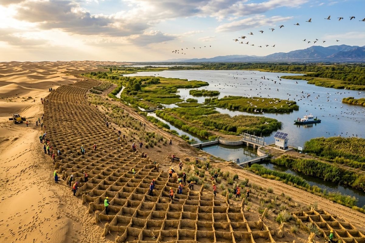 Engenharia contra o deserto: China instala grades de palha e ...