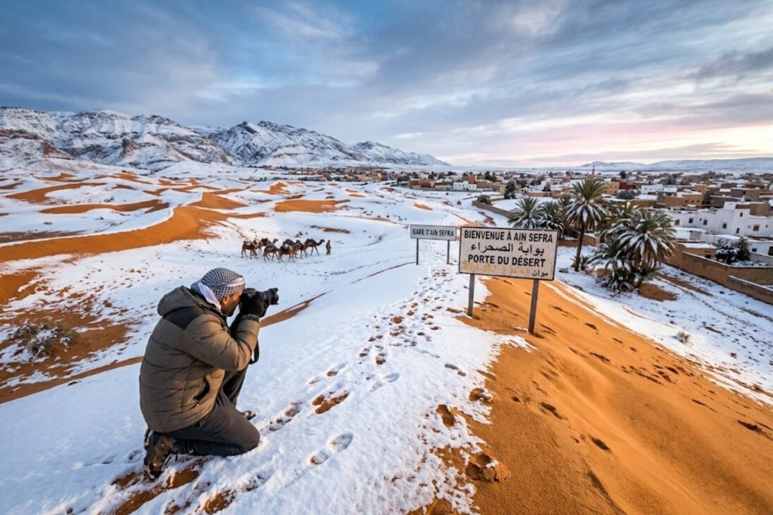 Neve cai no coração do Saara e transforma dunas alaranjadas em um ...