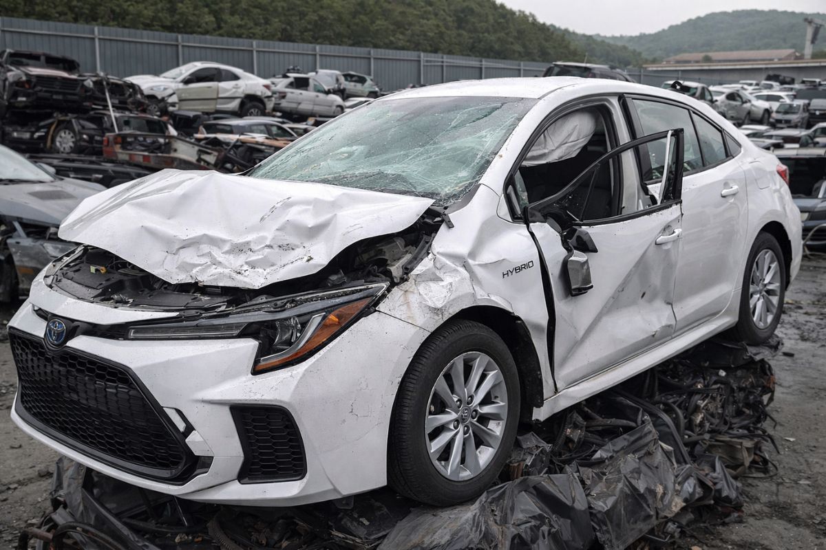 Um Toyota Corolla híbrido de 2024 com apenas 12.500 km foi parar no ...