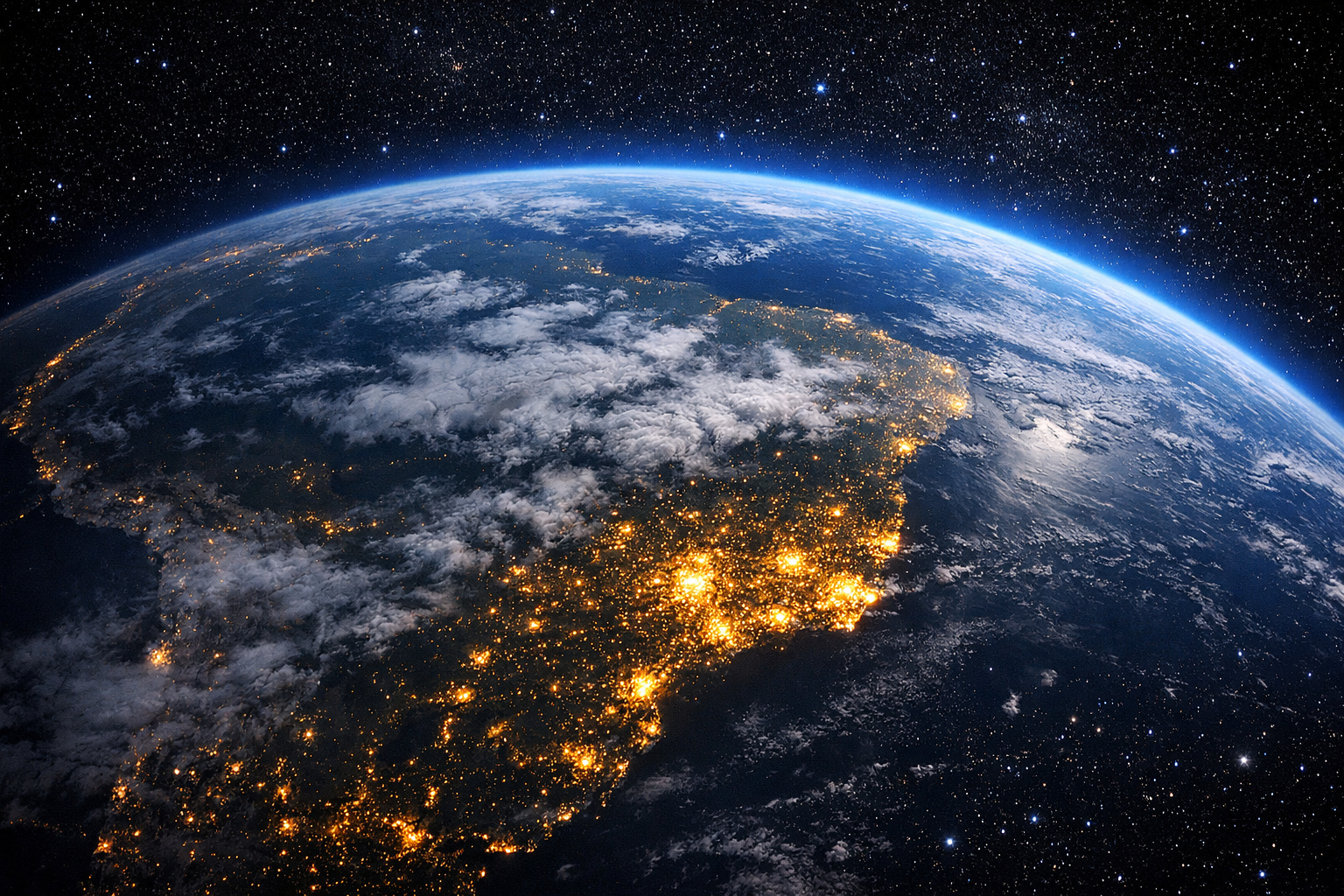 Vista do espaço, uma imagem inédita capturada pela NASA revela cidades ...