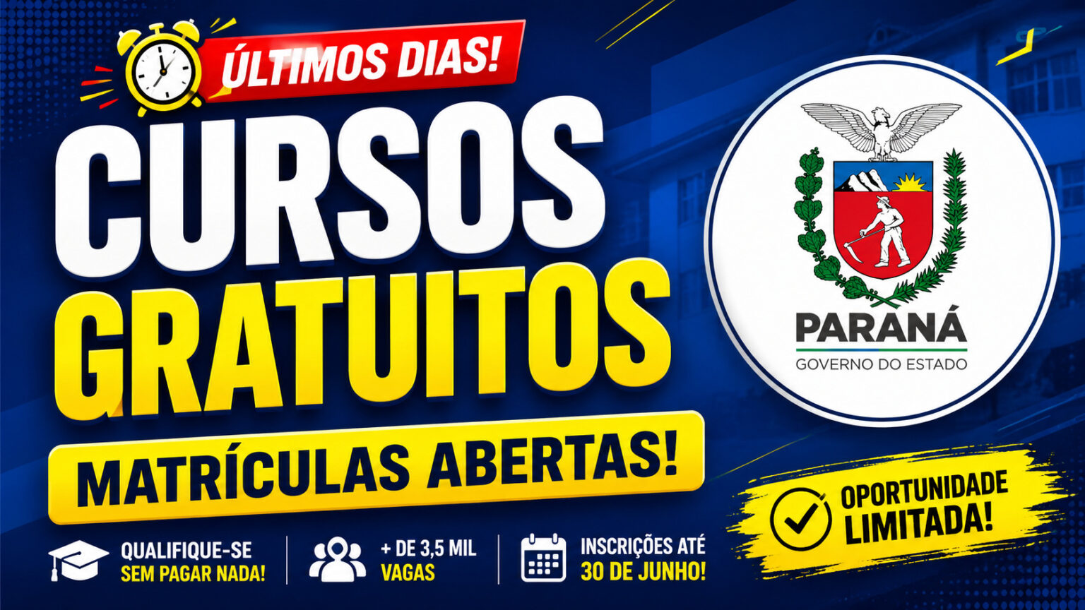 Estado do Paraná libera 3,5 mil vagas para cursos técnicos gratuitos em ...