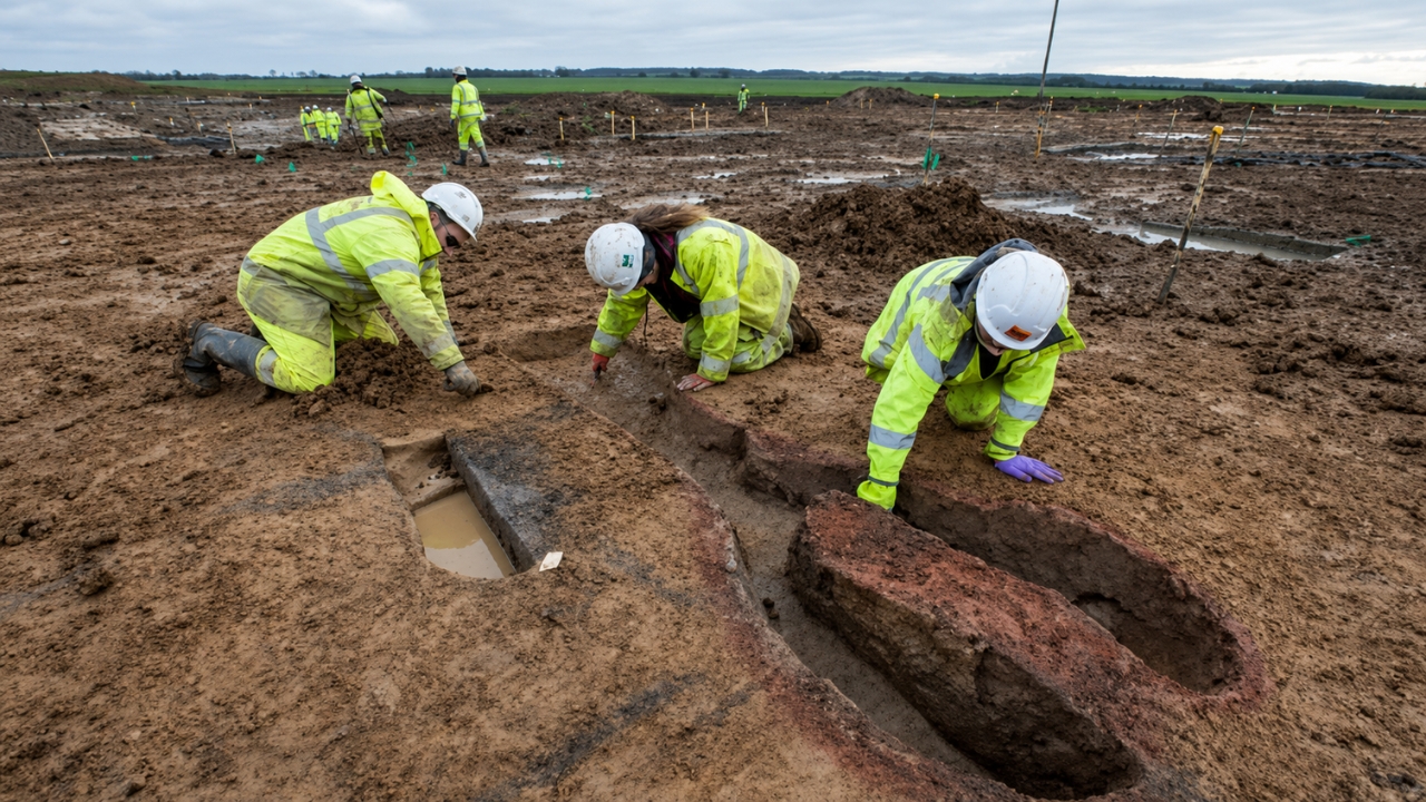 Operários preparavam uma nova rodovia na Inglaterra quando arqueólogos ...