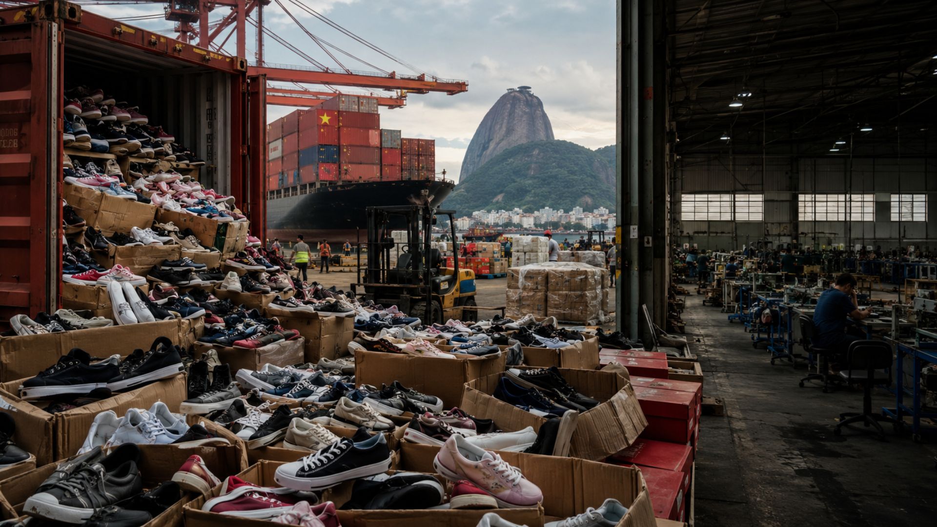 Um par de sapatos chinês chegou ao Brasil em 2025 custando em média US ...