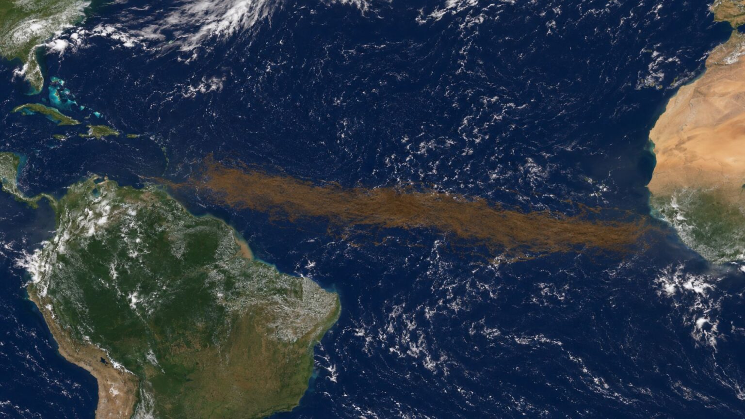 Uma faixa marrom gigante visível do espaço, com cerca de 8.850 ...